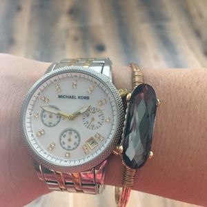 Jewelry | Gray Gemstone Gold Wire Bangle Boho Jewelry | Poshmark